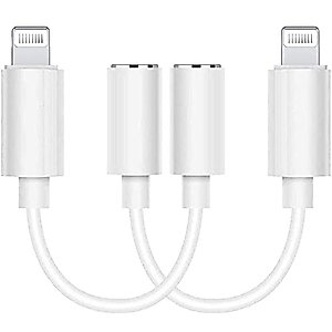 [Apple MFi Certified] Lightning to 3.5mm AUX Headphone Jack Adapter, 2 Pack iPhone 3.5 mm Headphone Audio Stereo Connector Compatible for iPhone 12/11/XS/XR/X 8 7/iPad, Support Call + Volume Control