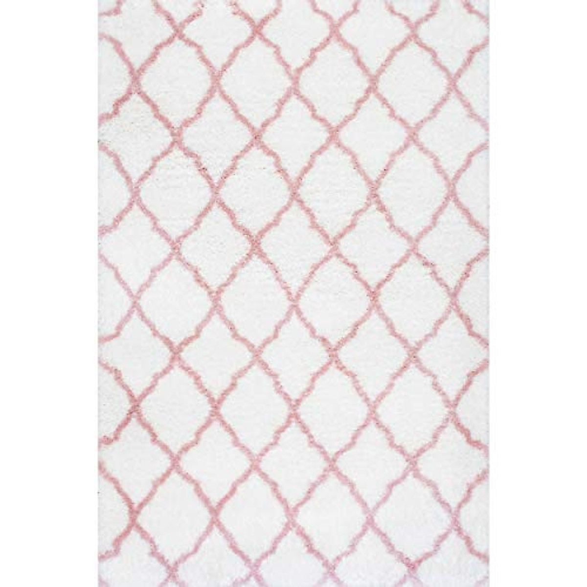 nuLOOM Nelda Trellis Kids Shag Area Rug, 6' 7" x 9', Baby Pink