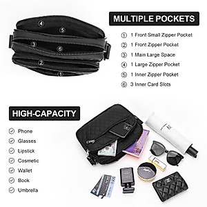 Black Quilted Crossbody Bags for Women Medium Nylon Crossbody Purse Stylish Travel Messenger Shoulder Bag Trendy Crossbody Purses Fashion Designer Cross Body Bag