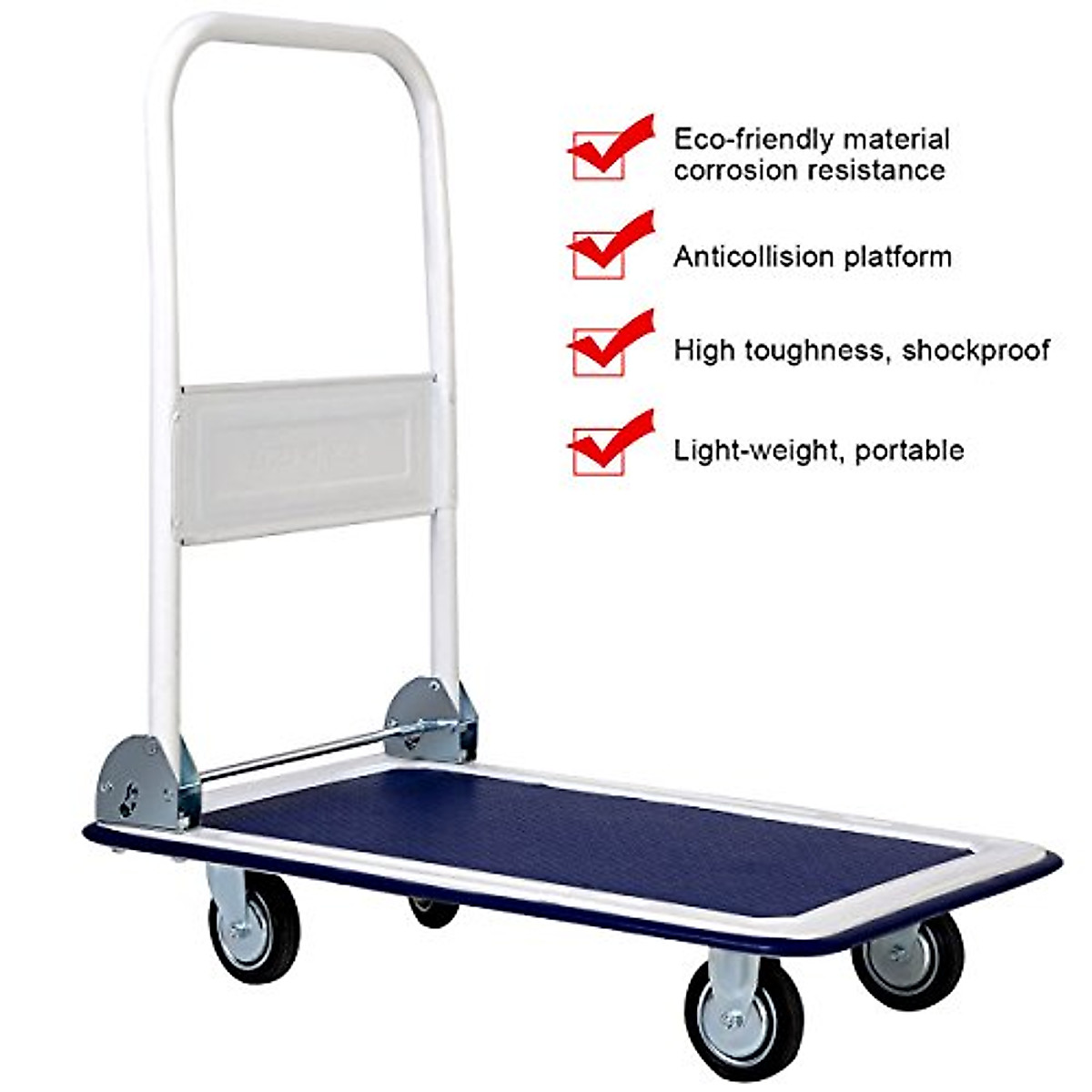 Goplus Folding Platform Cart 330LBS Rolling Flatbed Cart Hand Platform Truck Push Dolly for Loading