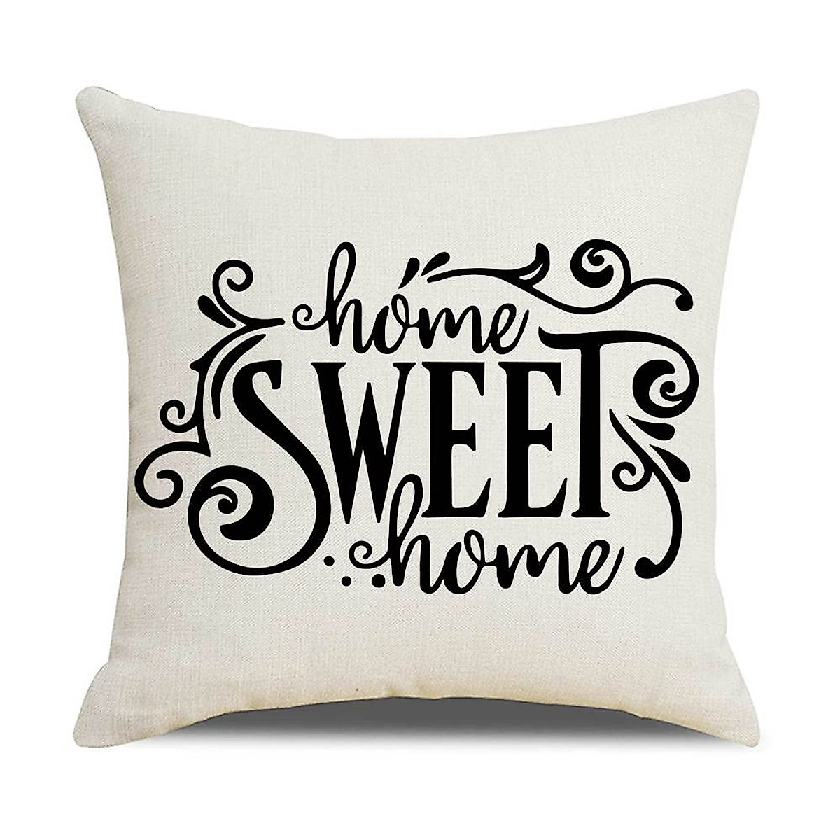 ELLIEMAPH Home Sweet Home Family Throw Pillow Covers 18x18 Inch Set of 4 Linen Decorative Cushion Cases for Bed Sofa Couch Decoration with Bonus 12x18 Inch Welcome Garden Flag