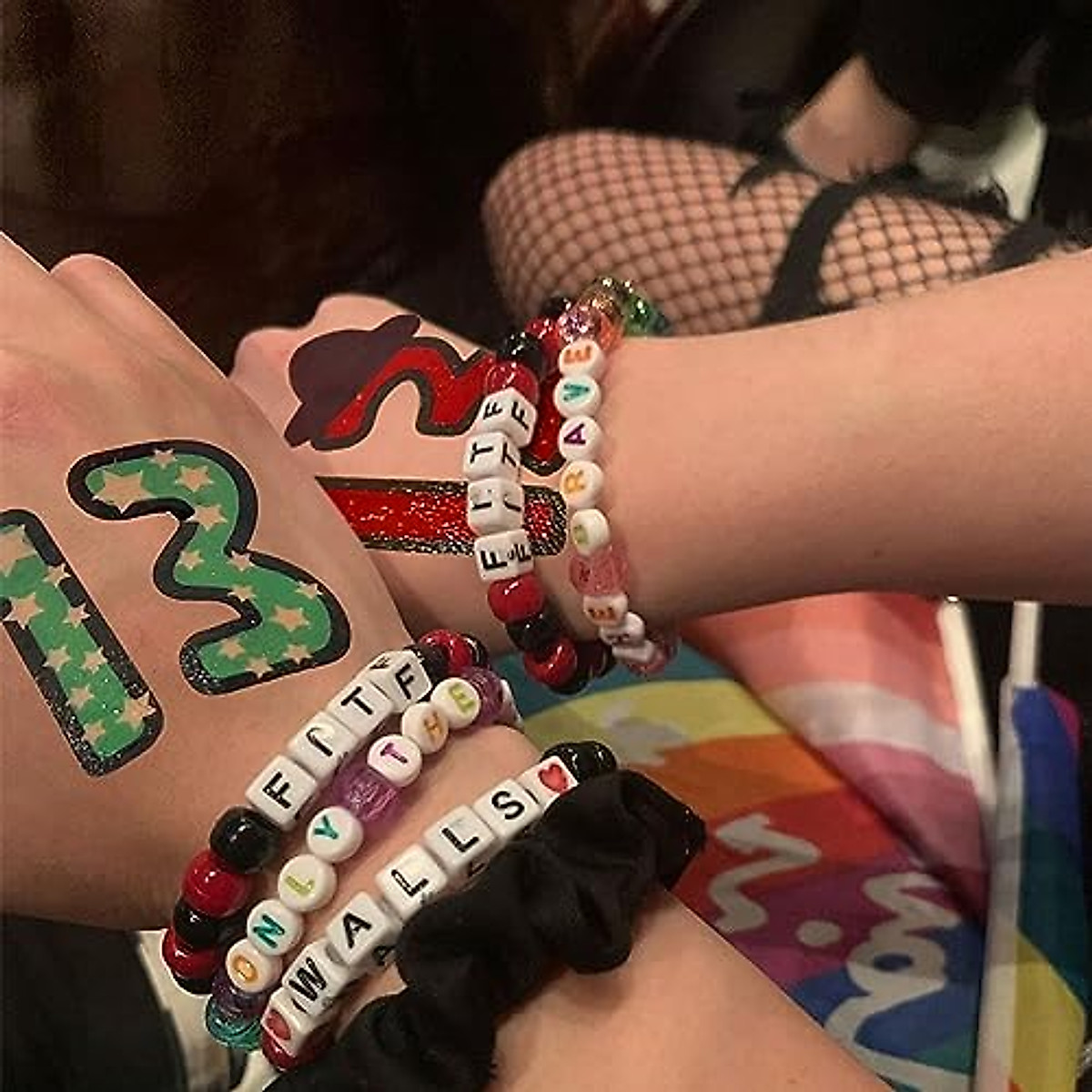 48 Pcs Eras Tour Merch, Glow in Dark/13 Hand/13/Temporary Tattoos, Party Accessories for Swifties Gifts