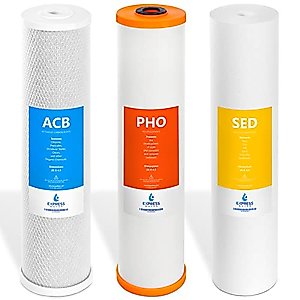 Express Water Whole House Anti Scale Filter Set – 3 Stage Filtration Water Conditioner Replacement Kit – Sediment, Carbon Block, Polyphosphate High Capacity Cartridge – 5 Micron – 4.5” x 20” inch