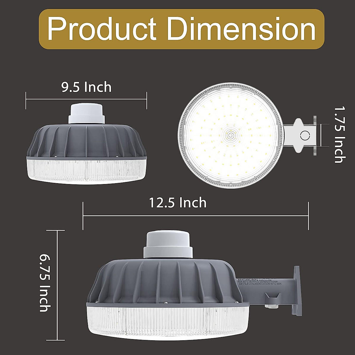 Owleye 12000LM Dusk to Dawn Outdoor Lighting LED Barn Light, 90W 4000K Daylight, AC 110-240V, ETL Listed, IP 65 Waterproof Security Lights for Yard Warehouse Garage