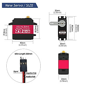 20KG RC Servo High Torque Servo Motors, Waterproof Full Metal Gear Steering Servo for 1/6 1/8 1/10 1/12 RC Car Robot DIY, Digital Servo with 25T Servo Horn, Control Angle 180°