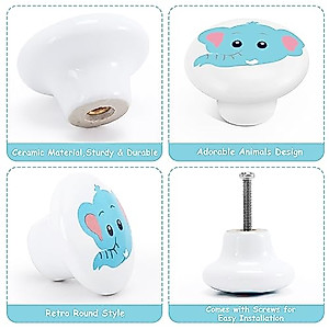 Tuitessine 12 Pack Assorted Safari Animals Drawer Knobs Funny Round Ceramic Dresser Knobs Cabinet Closet Cupboard Pulls Cute Wardrobe Handles Jungle Decor for Nursery Kitchen Bathroom Bedroom