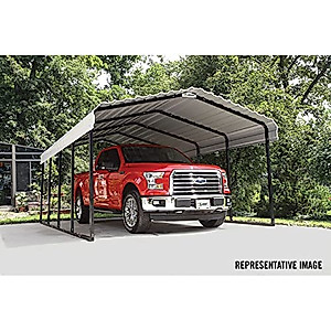 Arrow Carports Galvanized Steel Carport, Full-Size Metal Carport Kit, 12' x 24' x 7', Eggshell