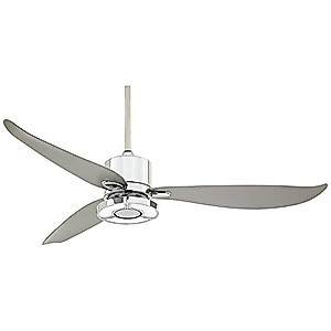 Possini Euro Design 56" Vengeance Modern 3 Blade Indoor Ceiling Fan with LED Light Remote Control Chrome Silver White Diffuser for Living Kitchen House Bedroom Family Dining Home Office Kids Room