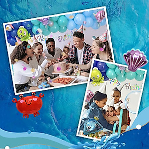 VETTY FULY Under the Sea Birthday Decorations 106pcs Sea animal Birthday Decorations Balloons Arch Kit Includes Birthday Banner Sharks Jellyfish Fish 9pcs Ocean Animal Foil Balloons