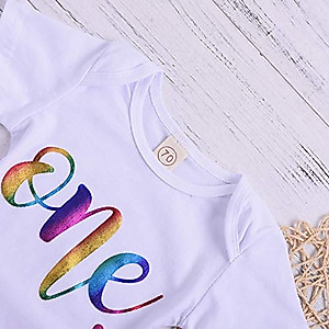 Baby Girls' 1st Birthday Tutu Dress Short Sleeve Colours One Romper Top Lace Skirt Clothes Outfit 2Pcs (Colours, 12-18 Months)