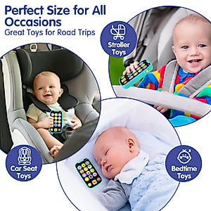 Toys for 1 Year Old Boy Toys, 15 Functions Phone Baby Toys 6-12 Months, Baby Cell Phone Toy 12-18 Months, Learning Toys for Toddlers 1-3, Easter Basket Stuffers - Cyan