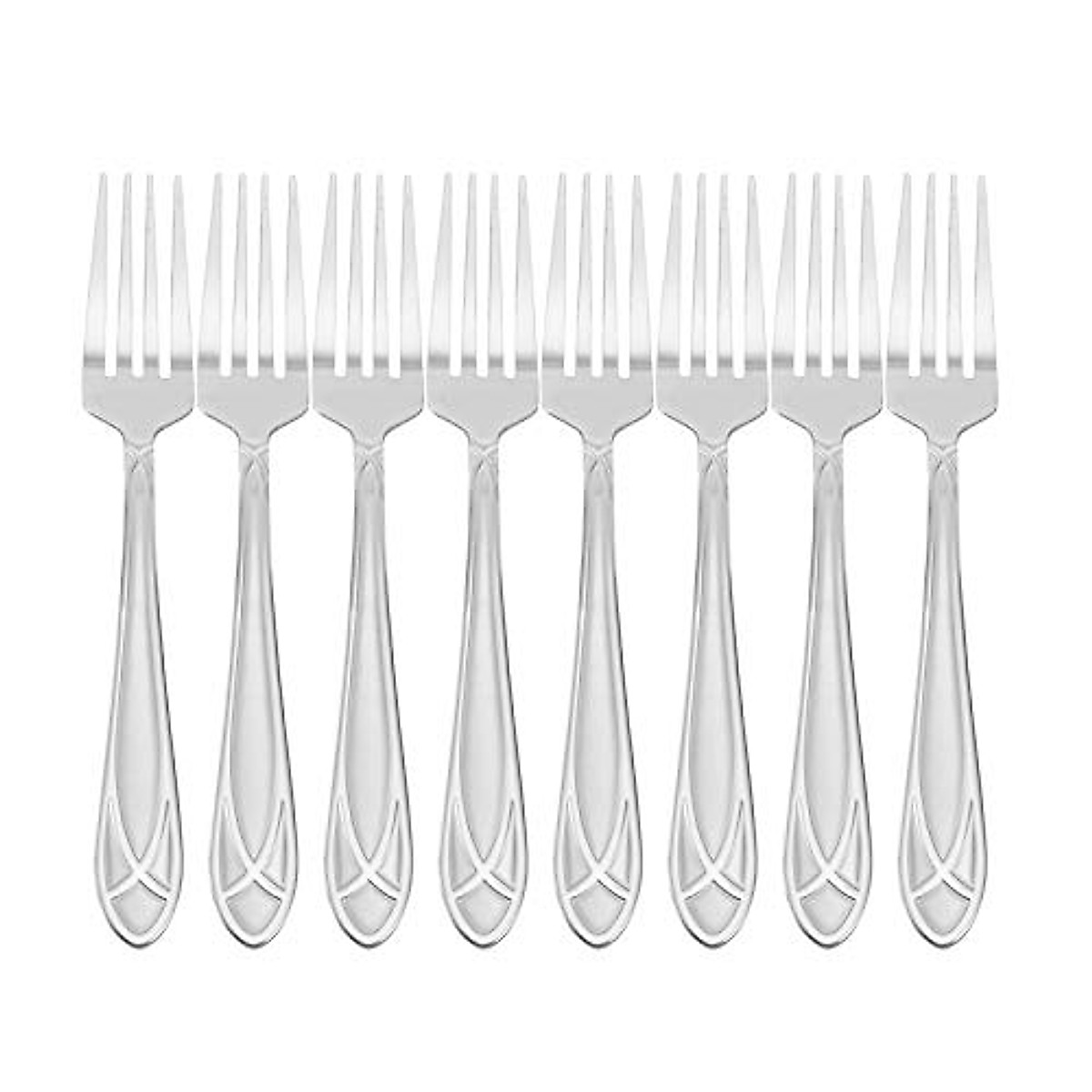 Pfaltzgraff Mirage Frost 45-Piece Stainless Steel Flatware Set with Serving Utensil Set and Metal Storage Caddy, Service for 8