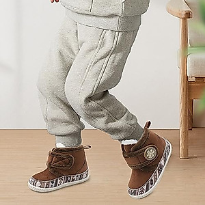 Scurtain Hard Bottom Baby Shoes Girl Winter Brown Boots Boy House Sock Shoes Fuzzy Winter Bedroom Slippers 16-24 Months