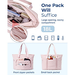 BAGSMART Quilted Tote Bag with Compartments and Yoga Mat Strap, Lightweight Large Shoulder Bag for Travel Work Gym