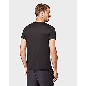 32 DEGREES Mens 4 Pack Cool V-Neck T-Shirt | Anti-Odor | Quick Drying | 4-Way Stretch, Black, X-Large