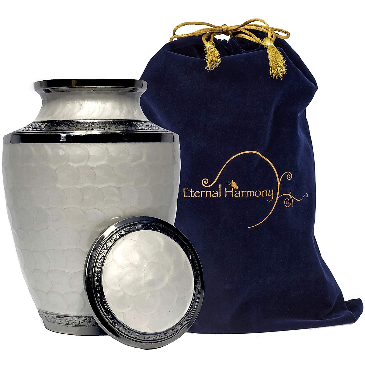 Eternal Harmony Cremation Urn for Human Ashes | Funeral Urn Carefully Handcrafted with Elegant Finishes to Honor and Remember Your Loved One | Adult Urn Large Size with Beautiful Velvet Bag