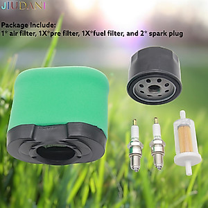 Complete Maintenance Kit Replacement for Briggs and Stratton Extended Life Series -792105 Air Filter, 696854 and 492932S Oil Filters, Fuel Filter, 2 Spark Plugs for Lawn Mower 407777,445877, MIU11515