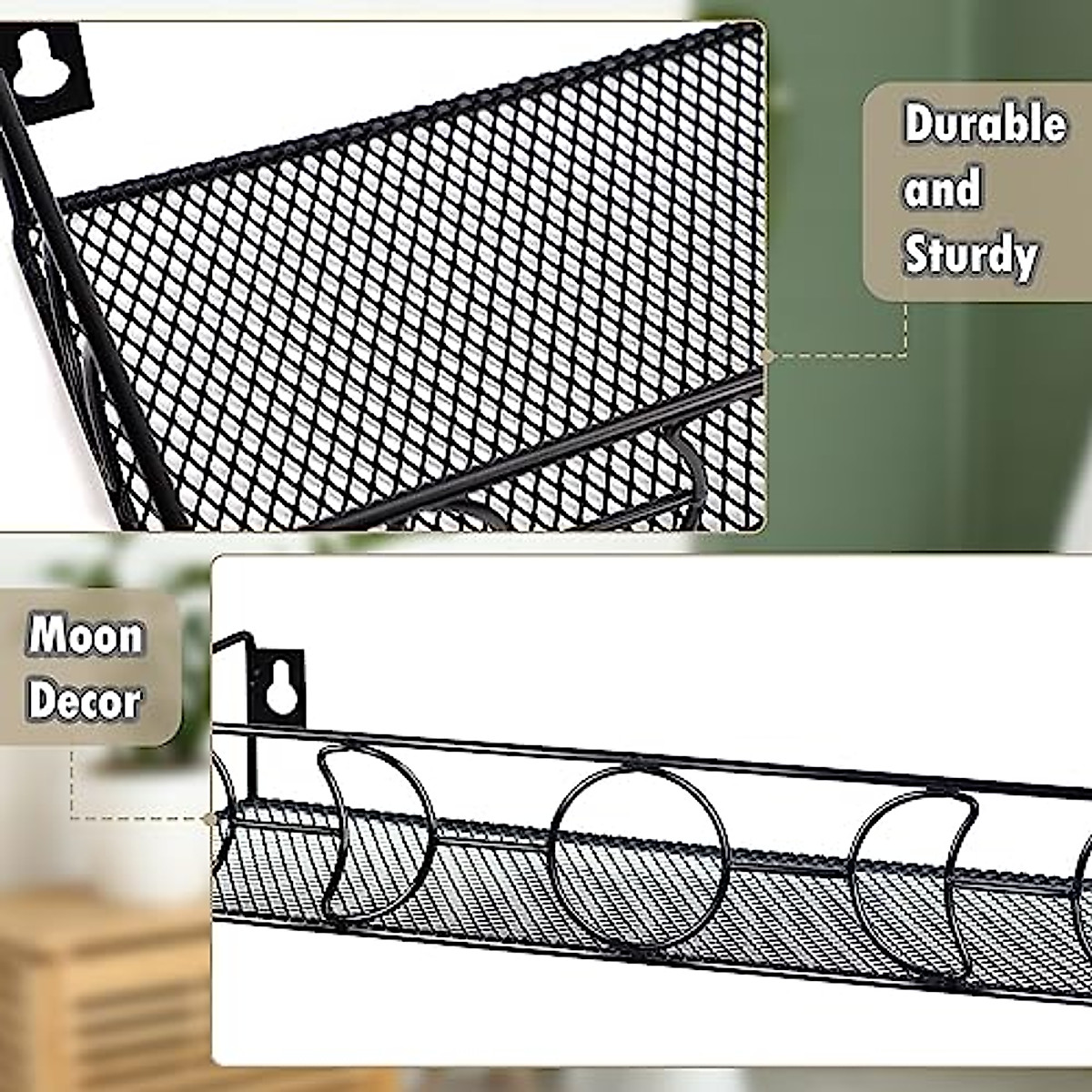 Moon Phase Floating Shelves,3 Sizes Small Floating Shelves for Wall Storage,Moon Phase Wall Decor Shelf for Bathroom Kitchen Bedroom Living Room