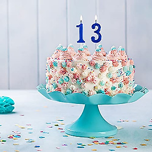 13th Birthday Cake Numeral Candles Cake Topper Happy Birthday Blue Cake Decoration for Party Favor Wedding Anniversary Celebration Supplies