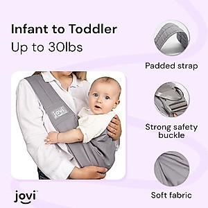 Jovi Baby Sling for Mom and Dad, Baby Shoulder Sling Carrier Newborn to Toddler, Mesh Baby Carrier Sling for Water, Baby Wraps Carrier Sling Hands Free, Baby Carrying Sling for Breastfeeding - Grey