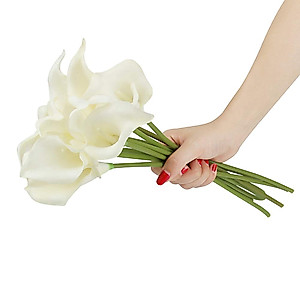 GUCHIS 30pcs Artificial Calla Lily Bridal Wedding Bouquet,Artificial Real Touch Latex Flowers for Home Garden Party Wedding Decoration