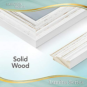 Langdon House 8x10 Real Wood Picture Frames (Weathered White - Gold Accents, 2 Pack), French Country Style Wooden Photo Frame 8 x 10, Lumina Collection