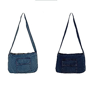 Fashion Crossbody Bags for Women Retro Denim Shoulder Bag All-matching Hobo Tote Bag Student Schoolbag Casual Canvas Bag