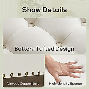 HUIMO Square Storage Ottoman,Ottoman Coffee Table with Storage,Oversized Ottoman,Tufted Storage Ottoman for Living Room (Beige)