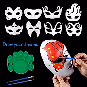 Qavctw 16PCS DIY White Masks Paper Cosplay Christmas Party Mask Unpainted Plain Craft Masquerade Masks for Christmas Mardi Gras Party Mask