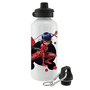 Miraculous Ladybug and Cat Noir Personalized Aluminum Water Bottle with Custom Name Printed, Official Licensed Product, 20oz