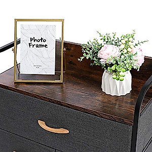 5-Drawer Dresser, 4-Tier Storage Organizer, Tower Unit for Bedroom, Hallway, Entryway, Closets - Sturdy Steel Frame, Wooden Top, Removable Fabric Bins