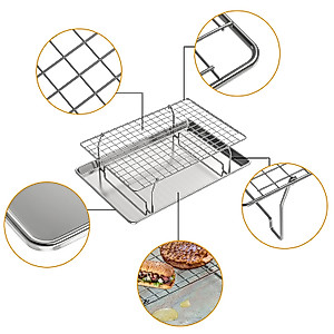 Blackhoso 3-Tier Cooling Rack with Baking Sheet for Cookies Cakes Pies, Baking Jerky Rack 304 Stainless Steel, Oven & Dishwasher Safe