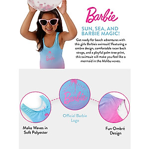 Barbie Swimming Costume | Girls Swimsuit One Piece | 14 | Official Merchandise Multicolor