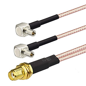 Bingfu 4G LTE Antenna Adapter Splitter SMA Female to Dual TS9 Connector Coaxial Pigtail Cable 6 inch 15cm Compatible with 4G LTE Mobile Hotspot MiFi Router Cellular Broadband USB Modem Dongle Adapter