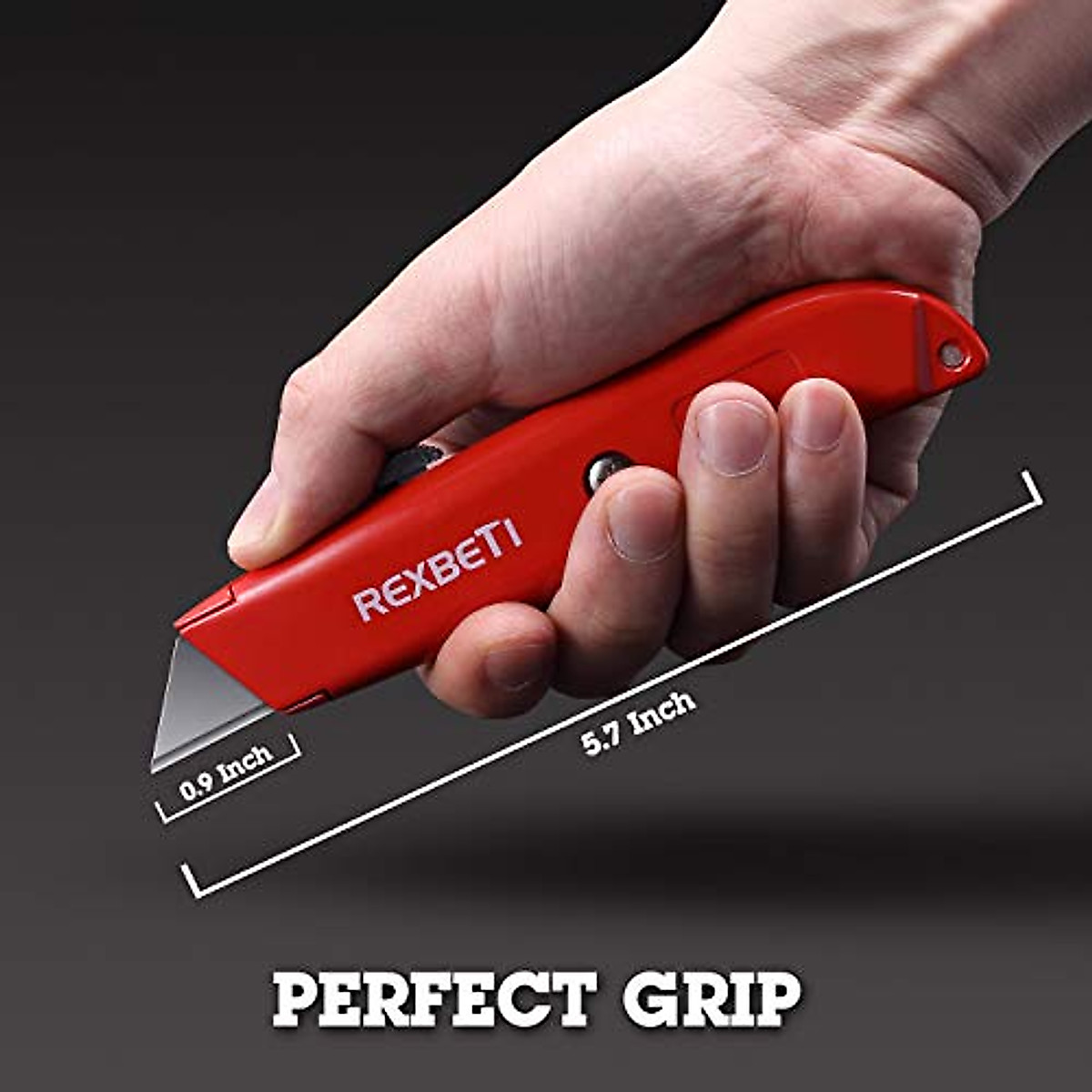 REXBETI 4-Pack Utility Knife, Heavy Duty Aluminum Shell Retractable Box Cutter for Cartons, Cardboard and Boxes, Extra 10 Blades Included