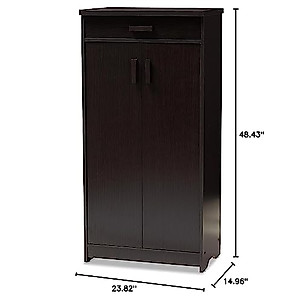 Baxton Studio Valdoise Shoe Cabinet, Wenge Dark Brown