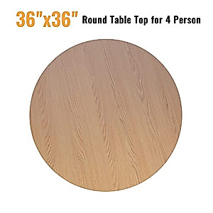 36" Round Dining Table, Modern Kitchen Table for 2-4 Persons, 1.5" Thickness Tabletop w/Solid Metal Legs, Coffee Table for Cafe/Bar Kitchen Dining Office, Easy-Assembly