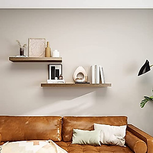 WELLAND 12" Deep Wall Shelves, Floating Wall Shelf Large Floating Shelves, 47.24" L x 11.81" D x 2" T, Deeper Than Others, Retro