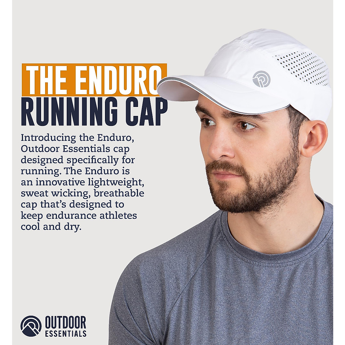 Running Hat for Men - Dry Fit Running Cap for Women, Tennis Hats, Breathable Hat, Workout Cap for Baseball,Sweat Wicking Hat White