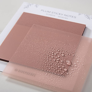 DiverseBee 50 Sheets Pastel Transparent Sticky Notes, 3x3” Clear Sticky Tabs, Translucent Page Flags Book Markers Stickers, Planner Accessories, Bible Journaling Study Office School Supplies (Plum)