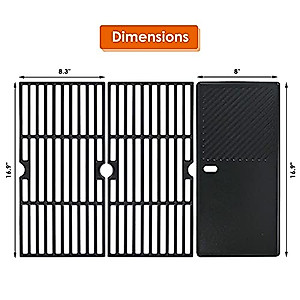 Uniflasy Grill Parts Kit for Charbroil Advantage Series 4 Burner 463240015 463240115 463343015 463344015 Gas Grills Heat Plate Shield Burners Pipe Adjustable Crossover Tubes, Cooking Grate and Griddle