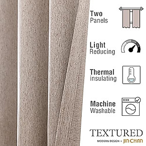 JINCHAN Curtains for Bedroom Living Room Window 63 Inch Length Light Filtering Farmhouse Country Curtains Grommet Top Drapes 2 Panels Heathered Taupe