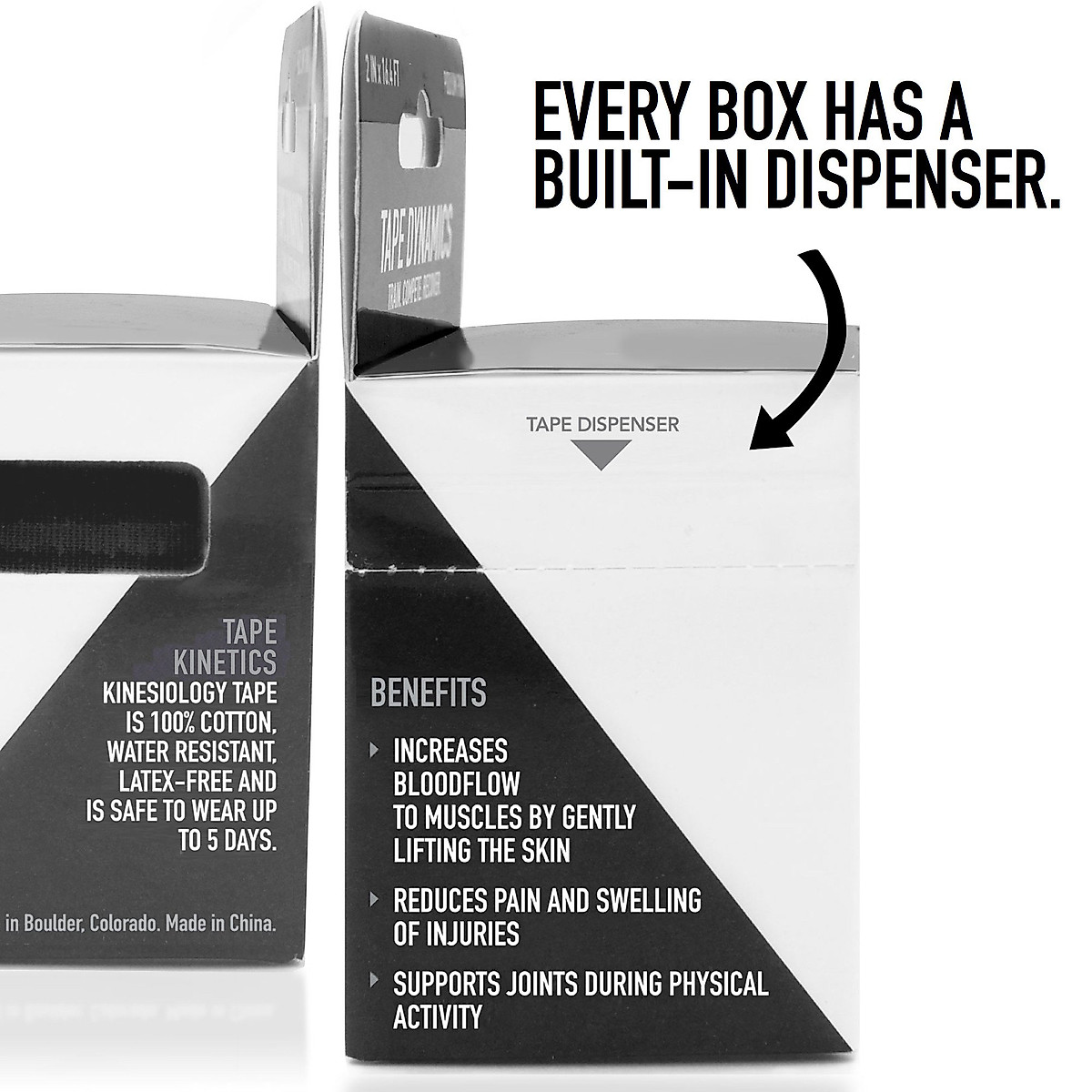 TAPE KINETICS Premium Kinesiology Tape | 2" x 16.4 ft | Waterproof & Latex-free (Black)