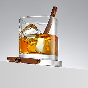 JoyJolt Aqua Vitae Premium Whiskey Glass Set of 2. Square Whiskey Glasses with Off Set Base. Old Fashioned Rocks Glasses for Scotch and Bourbon. Whiskey Tumbler Gifts for Men