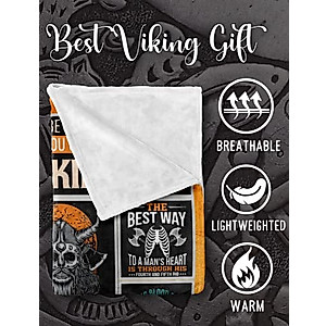 Huglanket Viking Gifts for Men Flannel Blanket Throws, Norse Mythology Viking Themed Throw (50"x 65") for Viking Friends Dad Grandpa Uncle on Father's Day, Birthday, Christmas - Viking