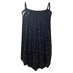 wodceeke Women's Summer Tank Sleeveless Sling T-shirt Casual Loose Solid color Folds Tops (Black,M)