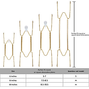 12 Pieces Invisible Plate Hangers Wall Plate Hangers Stainless Steel Decorative Wire Plate Hangers Holders in 3 Sizes with 12 Pieces Wall Hooks for Decorative Plates and Art (6/8/10 Inch)