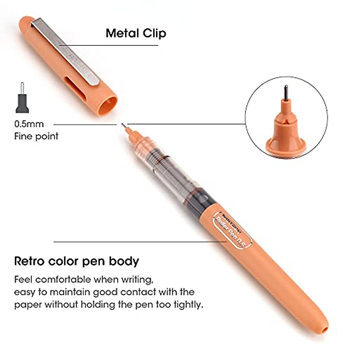 Writech Liquid Ink Rollerball Pens - 8 Assorted Colors for Precise Writing