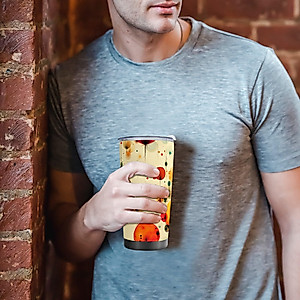 QWEUIOP 20oz Insulated Travel Coffee Mug Vintage Hand Drawn Polka Dots Stainless Steel Tumbler with Lid Double Wall Vacuum Coffee Cup For Hot and Cold Drinks14265