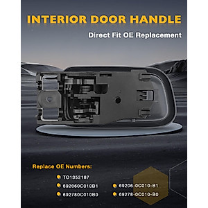 Gledewen Interior Door Handle with Bezel, Compatible with 2000-2006 Toyota Tundra, Gray, Front Inside Left Driver Side | 692060C010B1,TO1352187,69278-0C010-B0 Inner Handle Door Part